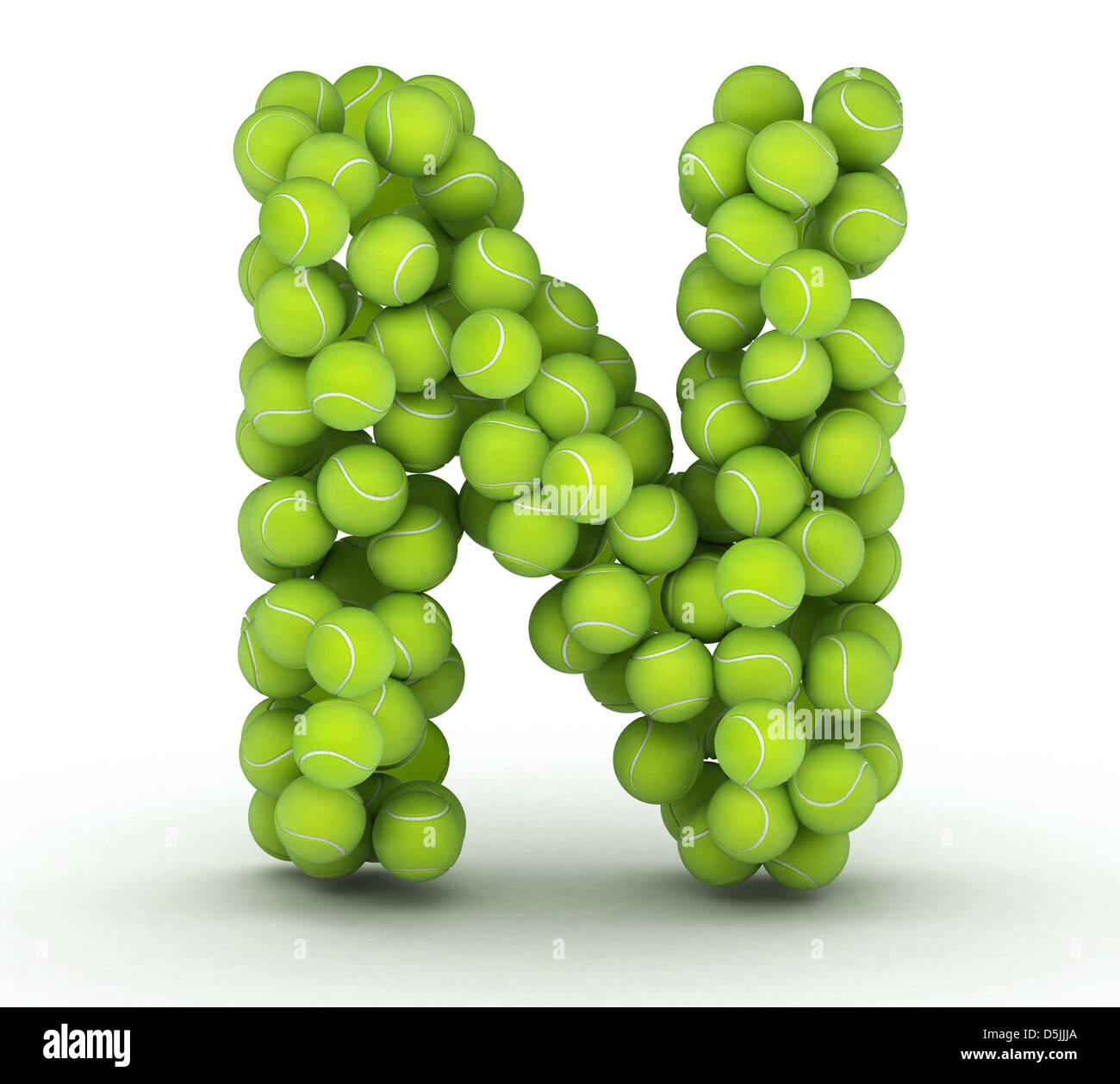 Letter N, alphabet of tennis balls on white background Stock Photo - Alamy