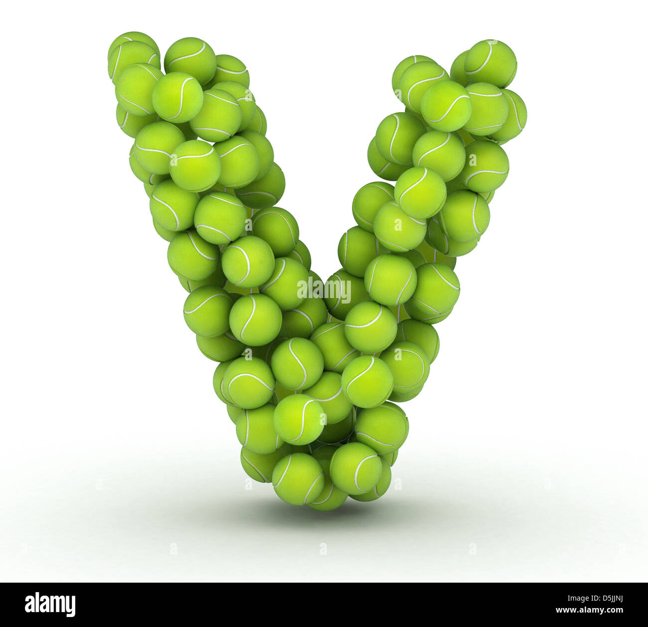 Letter V, alphabet of tennis balls on white background Stock Photo - Alamy