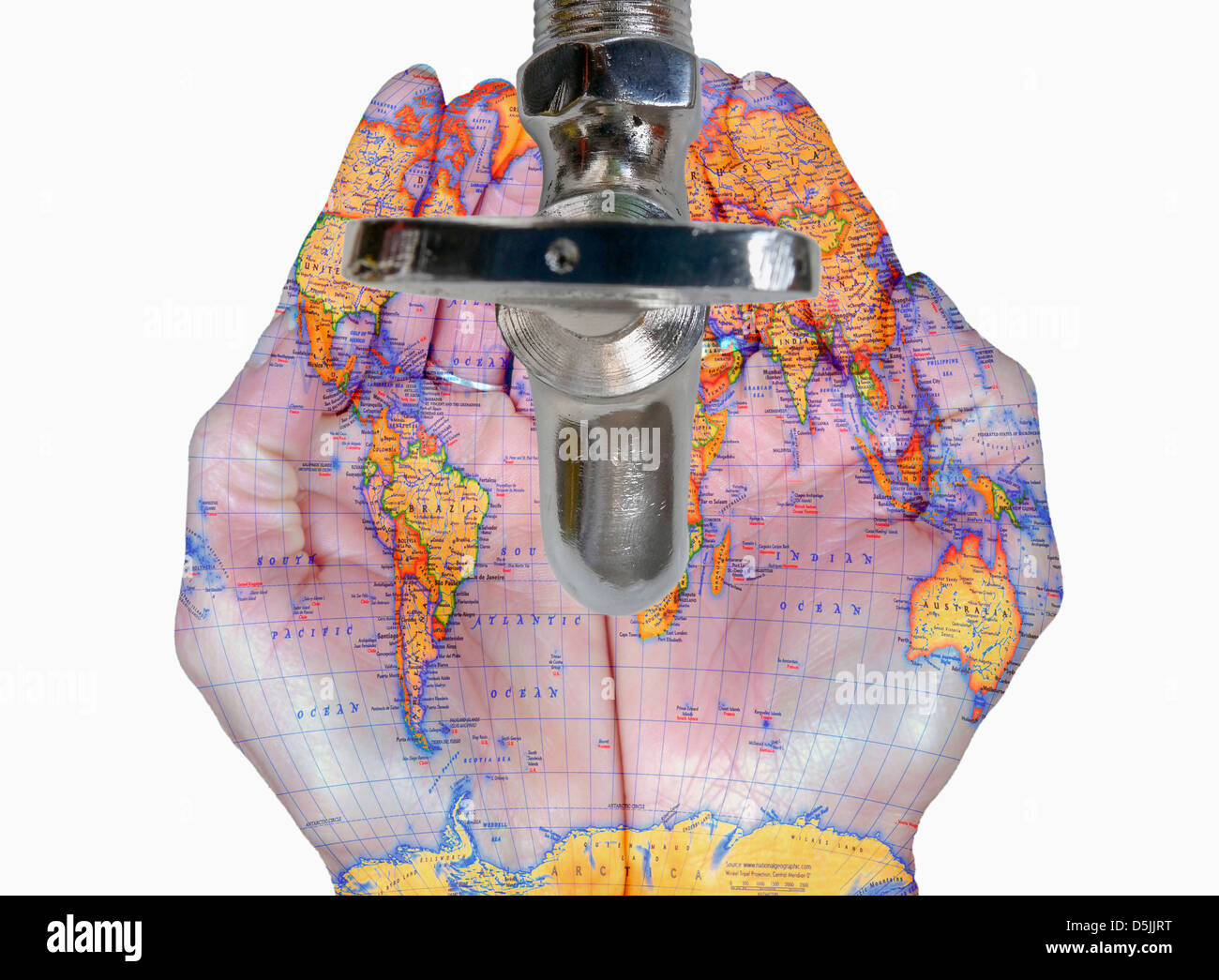 steel made water tap, Human hand Stock Photo - Alamy