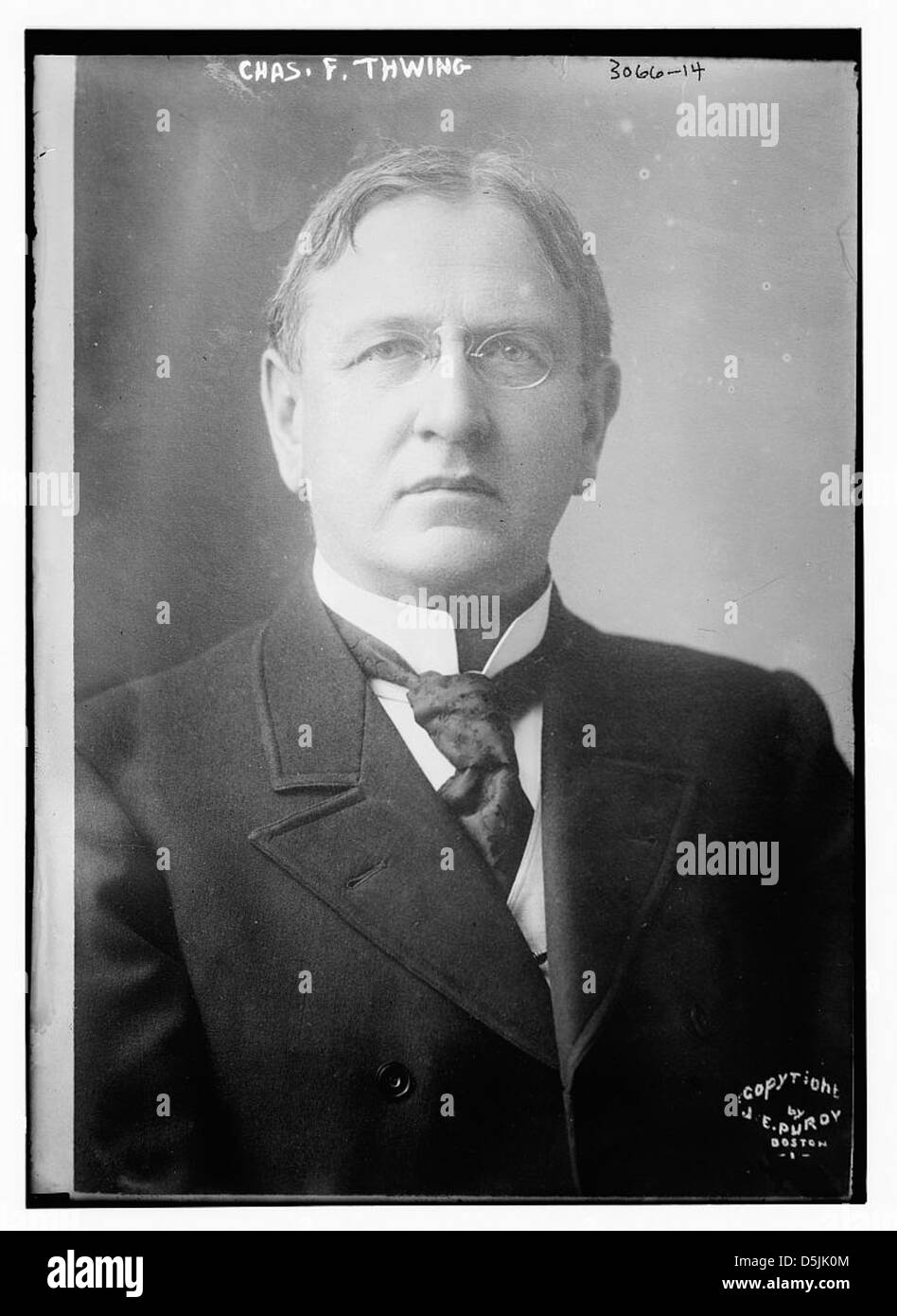 Portrait of Charles F. Thwing, captured by photographer J.E. Purdy in ...