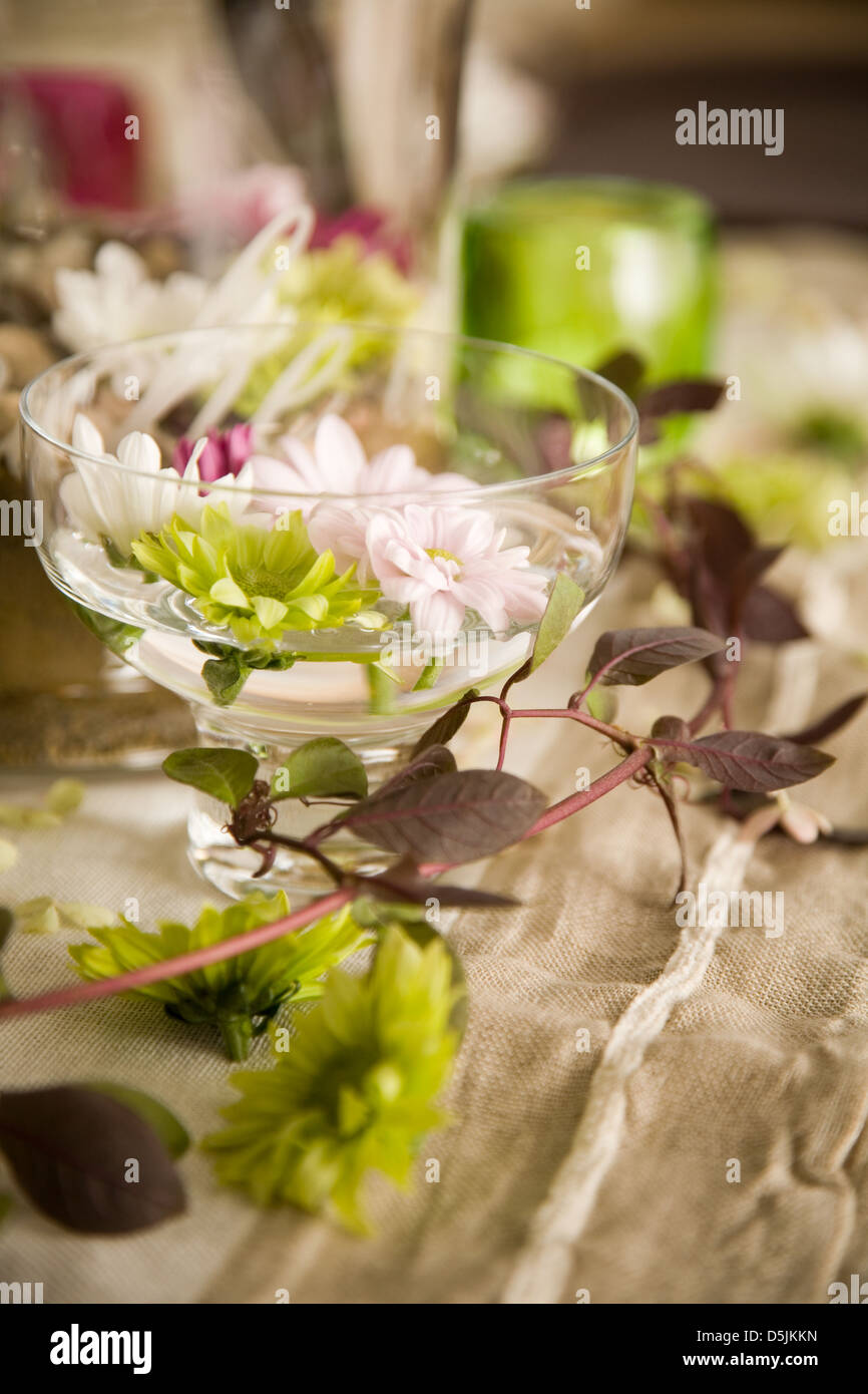 Table setting with lots of beautiful decoration Stock Photo - Alamy