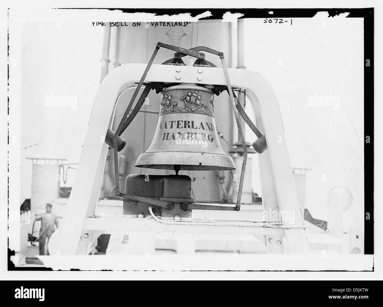The fire bell on the SS Vaterland, an iconic ocean liner, is captured ...