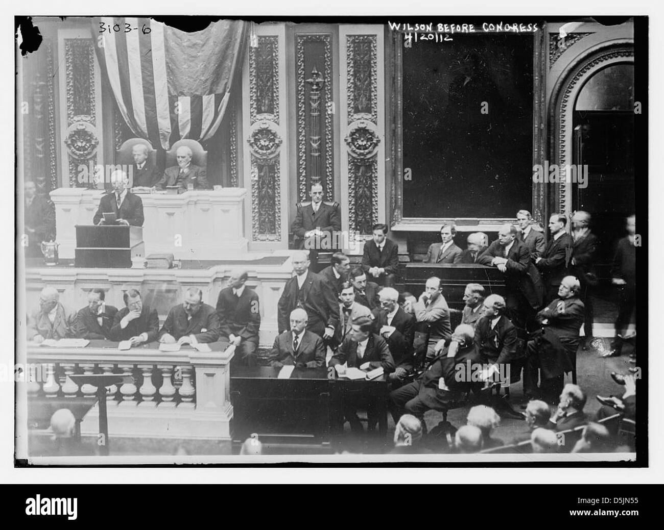 President Woodrow Wilson speaks before Congress on April 20, 1912. This ...