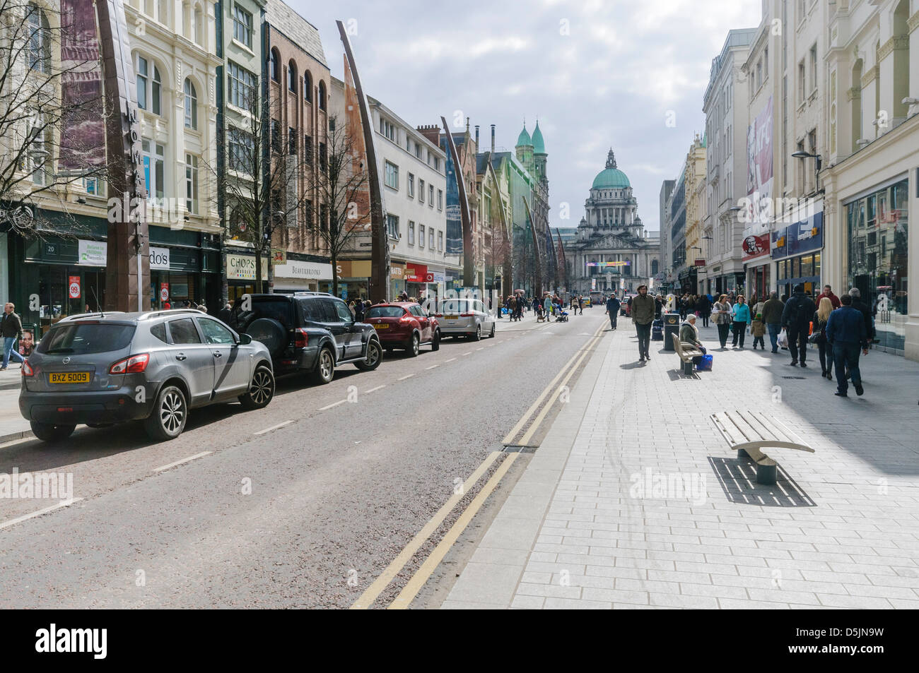 Donegal Place, the main shopping street in Belfast, looking towards ...