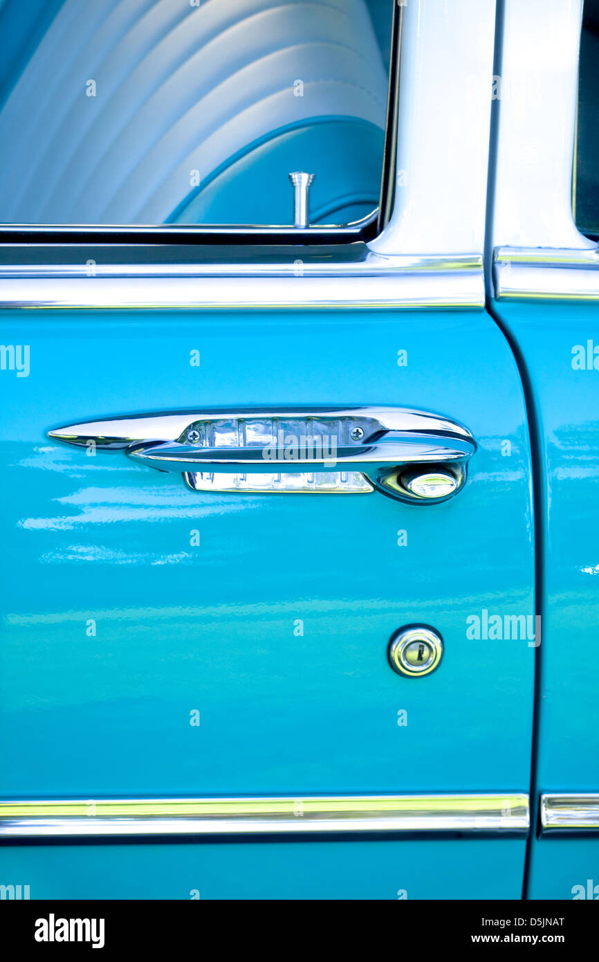 Vintage, blue, car, door Stock Photo - Alamy