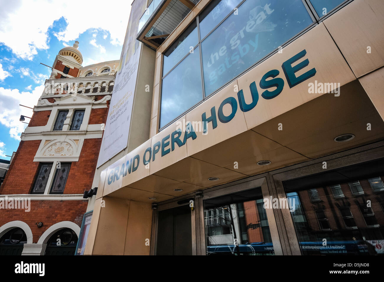 Sign above the entrance of the Grand Opera House, Belfast Stock Photo ...