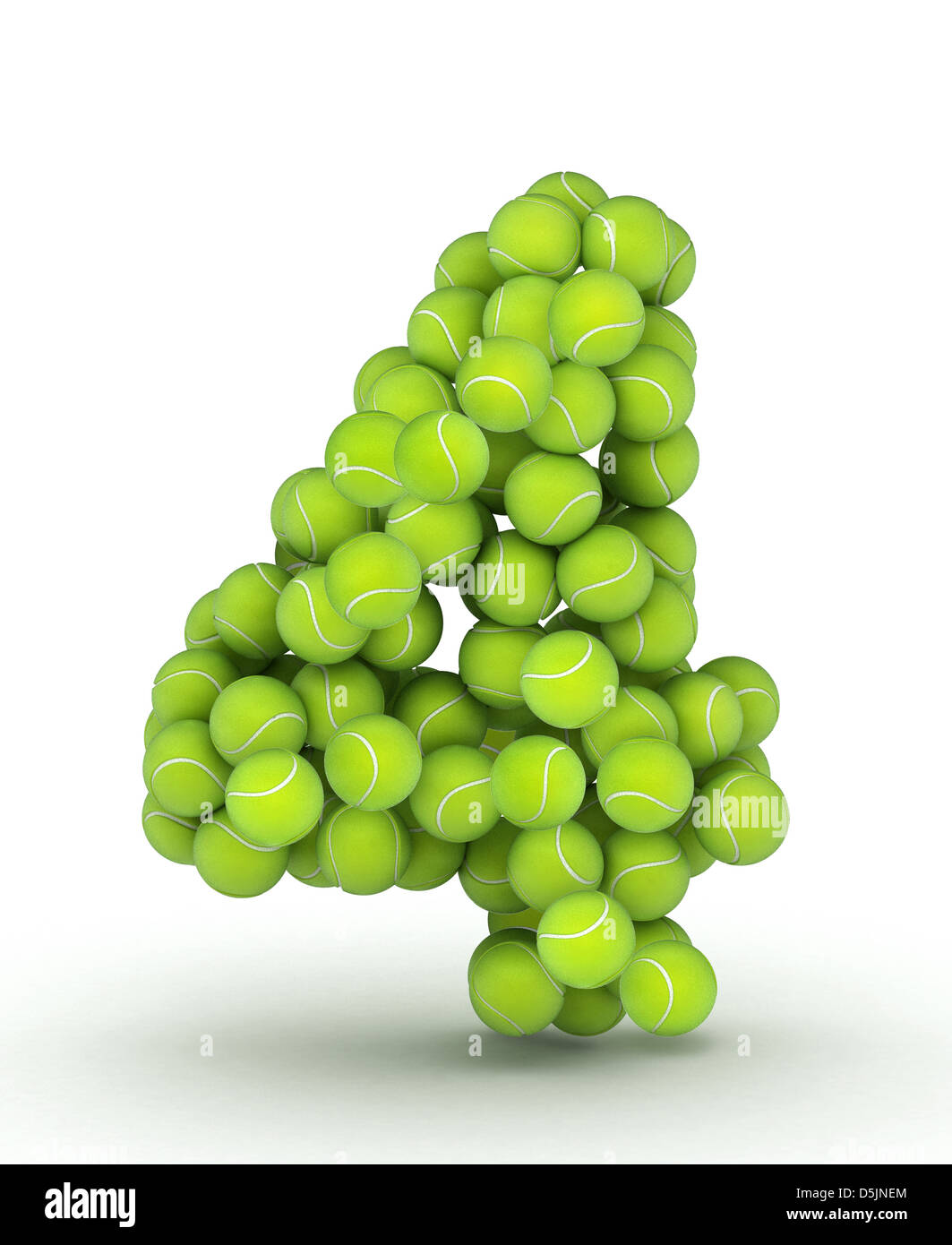 Number 4, alphabet of tennis balls on white background Stock Photo - Alamy
