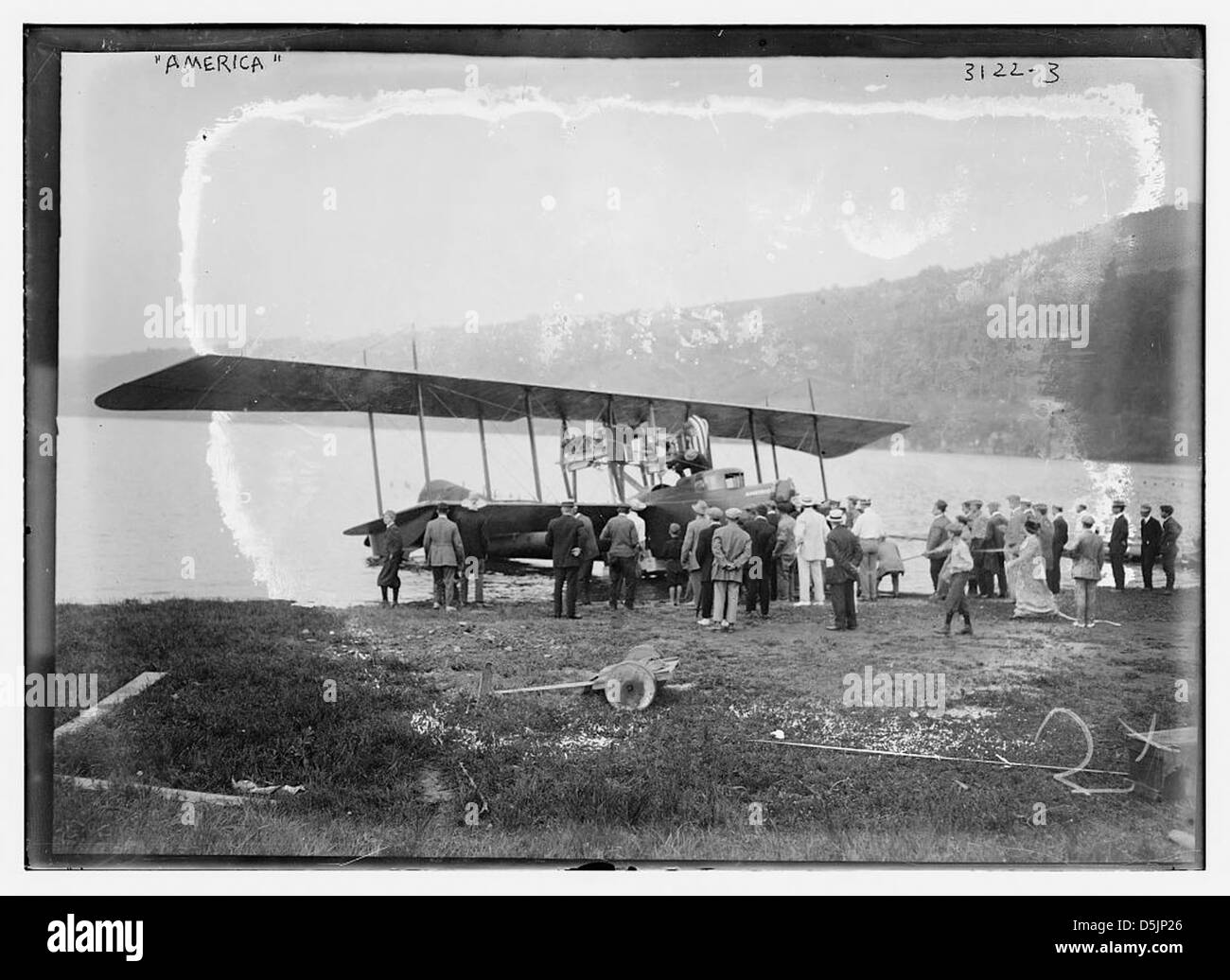 A 20th-century photograph of a Curtiss H-1 biplane, one of the early ...