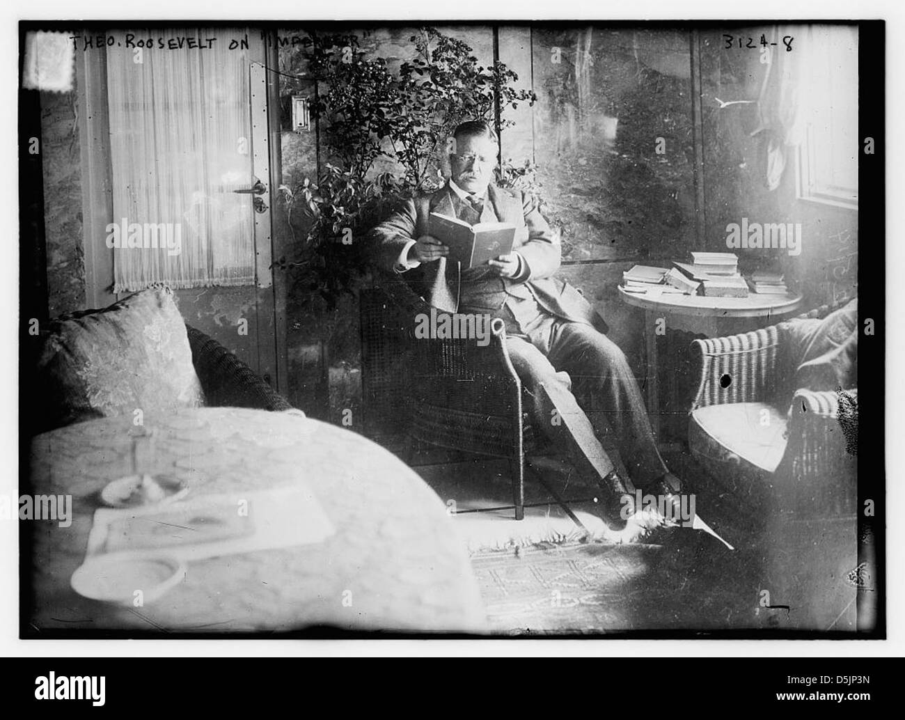 A photograph of President Theodore Roosevelt aboard the RMS Imperator ...