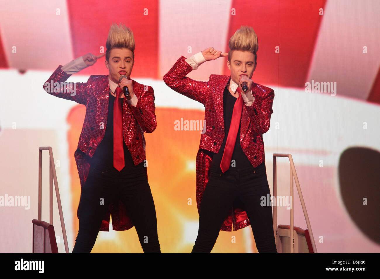 Jedward, at German RTL2 TV show The Dome at Colosseum Theater. Essen ...