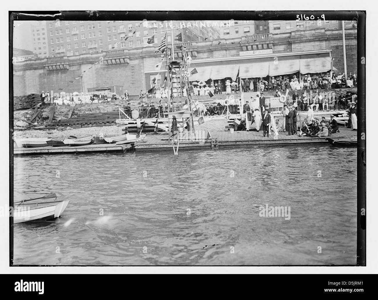 The image shows Elsie Hanneman, a diver, at the Colonial Yacht Club ...