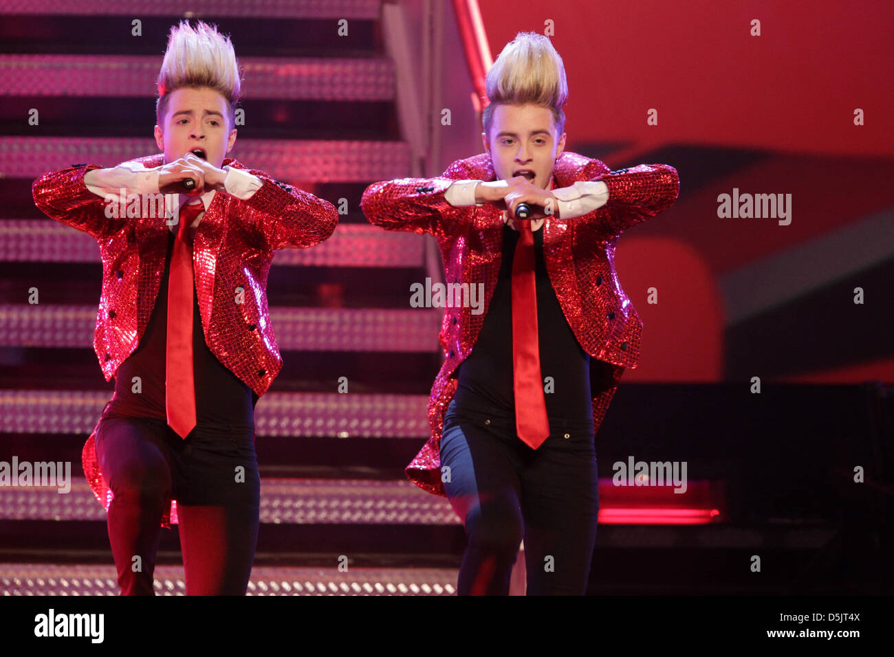Jedward, at German RTL2 TV show The Dome at Colosseum Theater. Essen ...