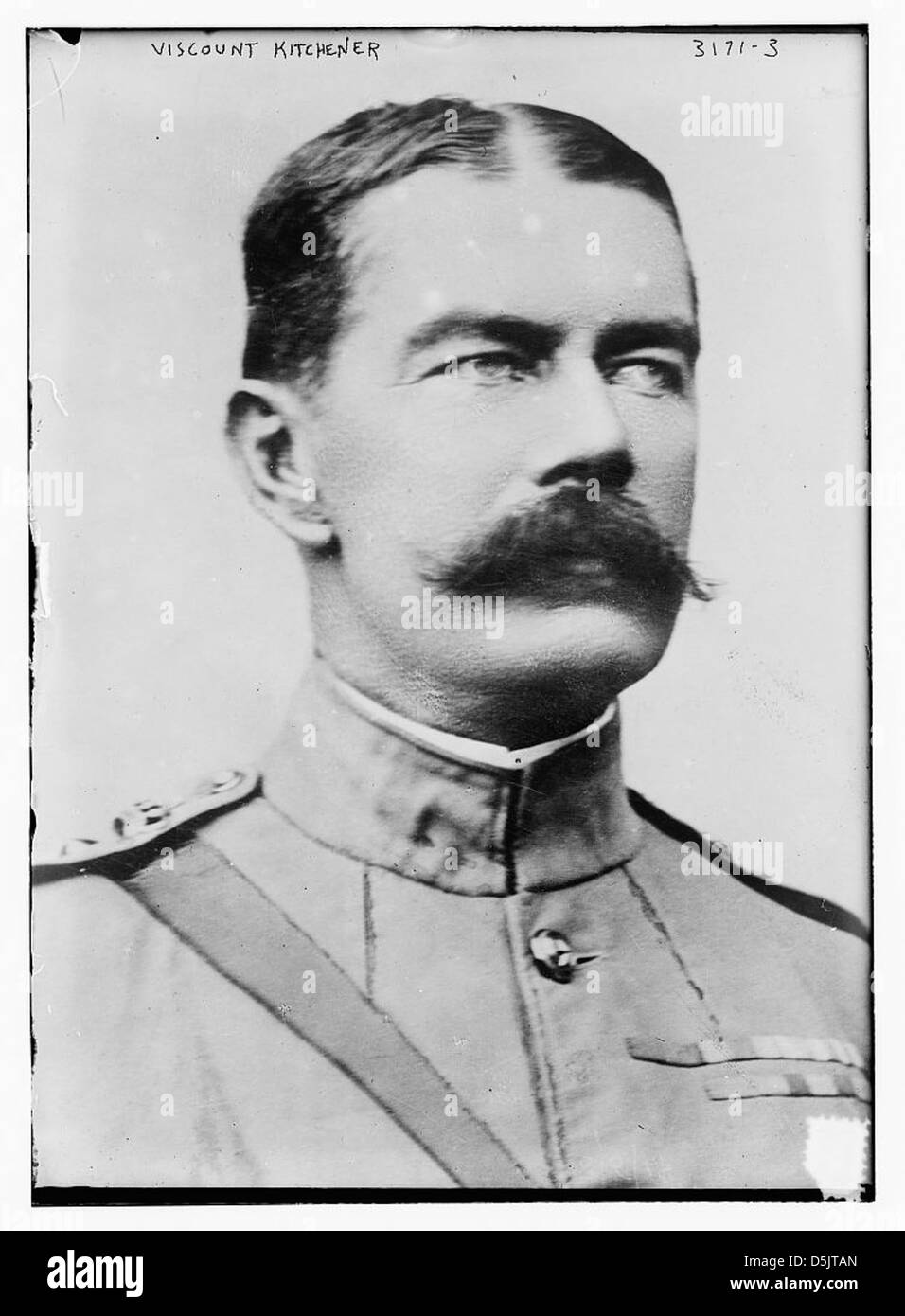 A photograph of Viscount Kitchener, 1st Earl Kitchener, a British military figure, capturing his ...