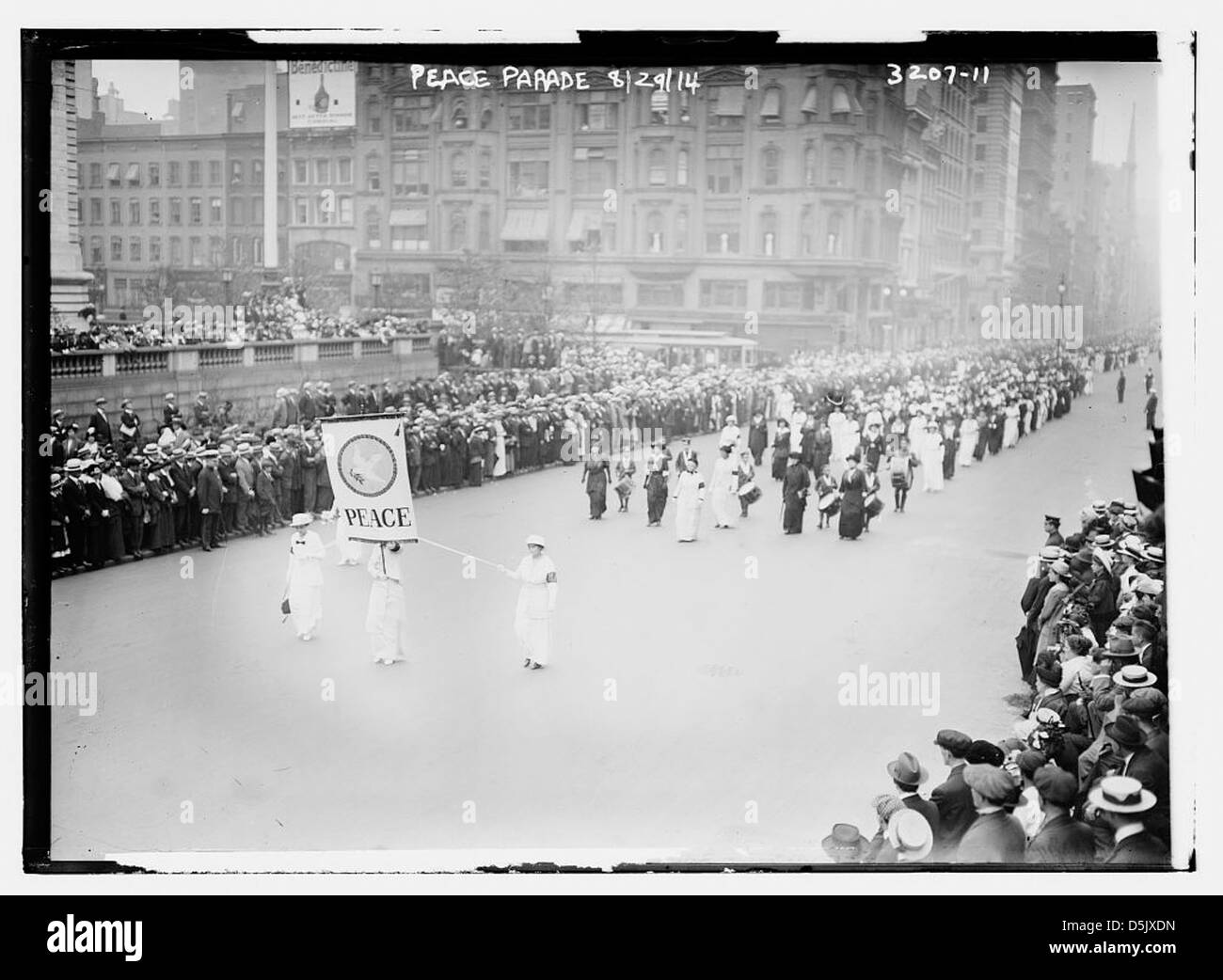 The Peace Parade of 1914 is captured in this photograph, showing a ...