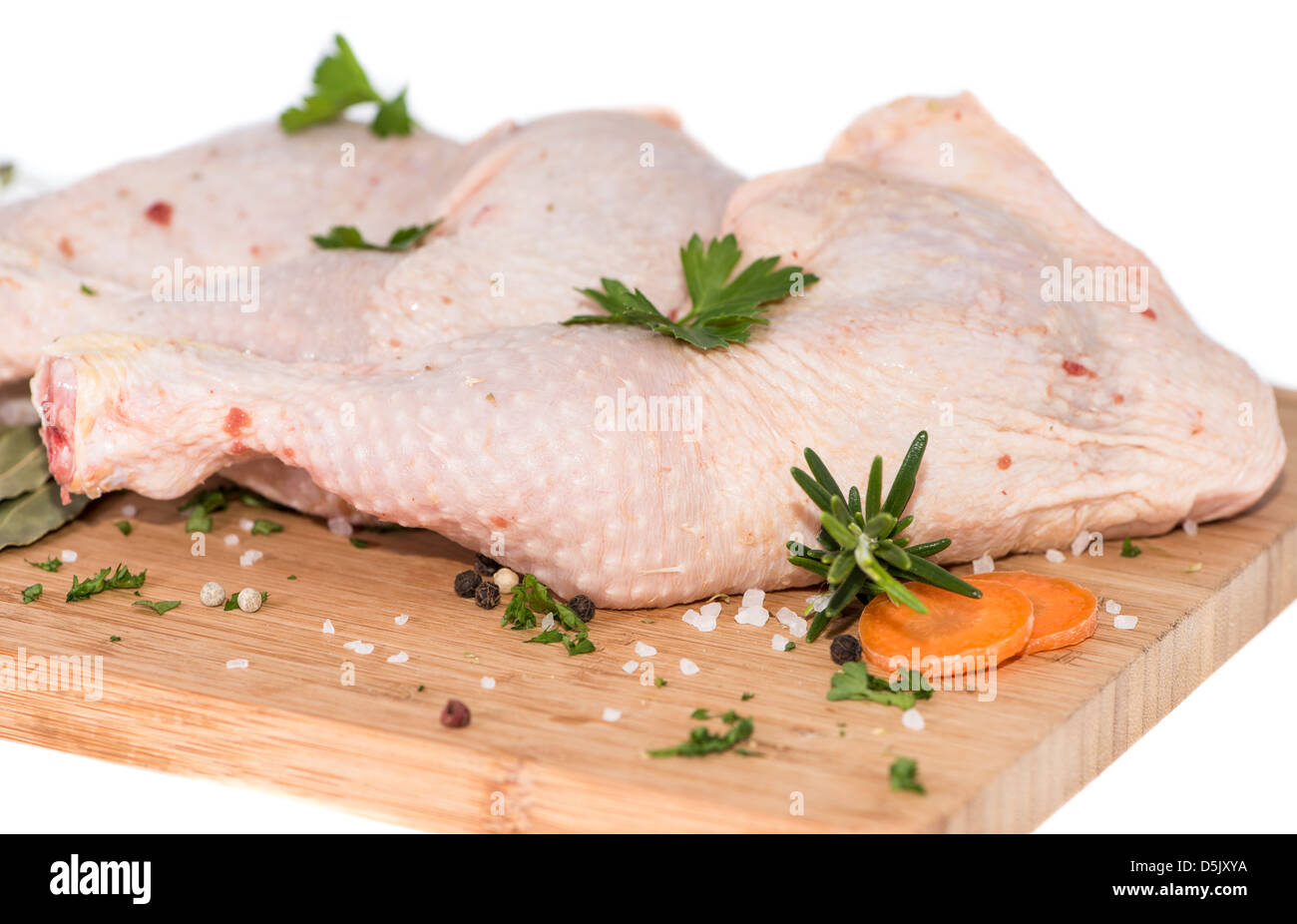 Raw Chicken Meat with fresh herbs isolated on white background Stock ...
