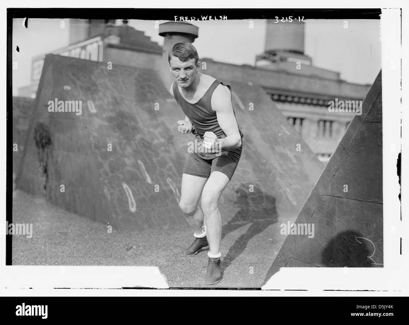 A photograph of Fred Welsh, capturing his likeness as a boxer from the ...