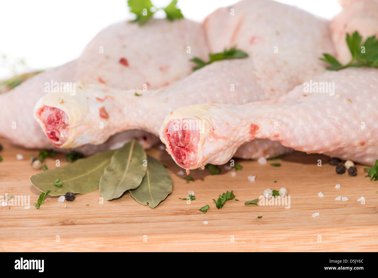 Raw Chicken Meat with fresh herbs isolated on white background Stock ...
