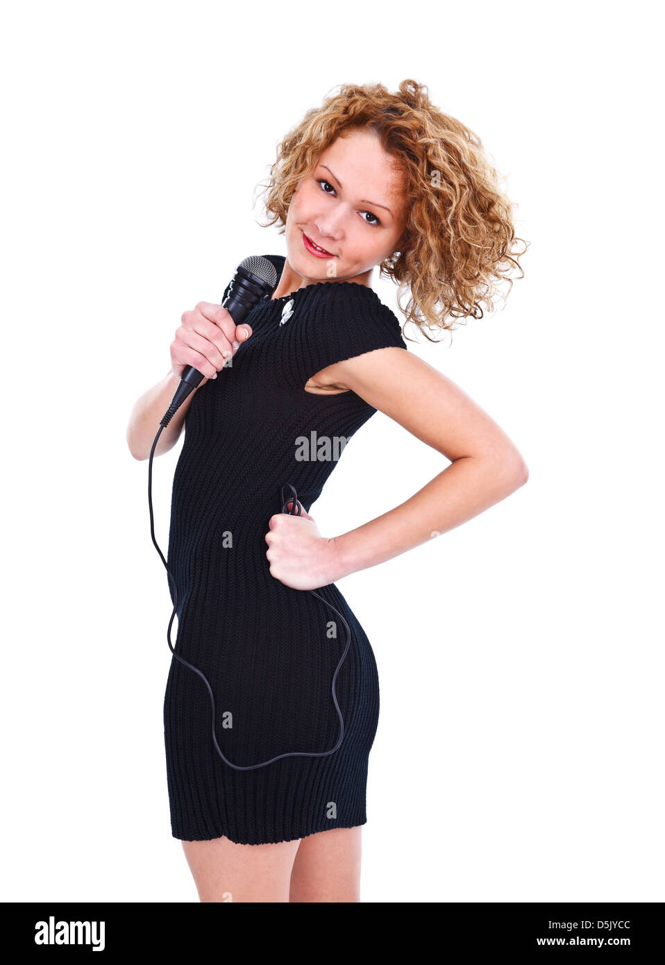 Portrait of a beautiful singer posing to the camera - isolated Stock ...