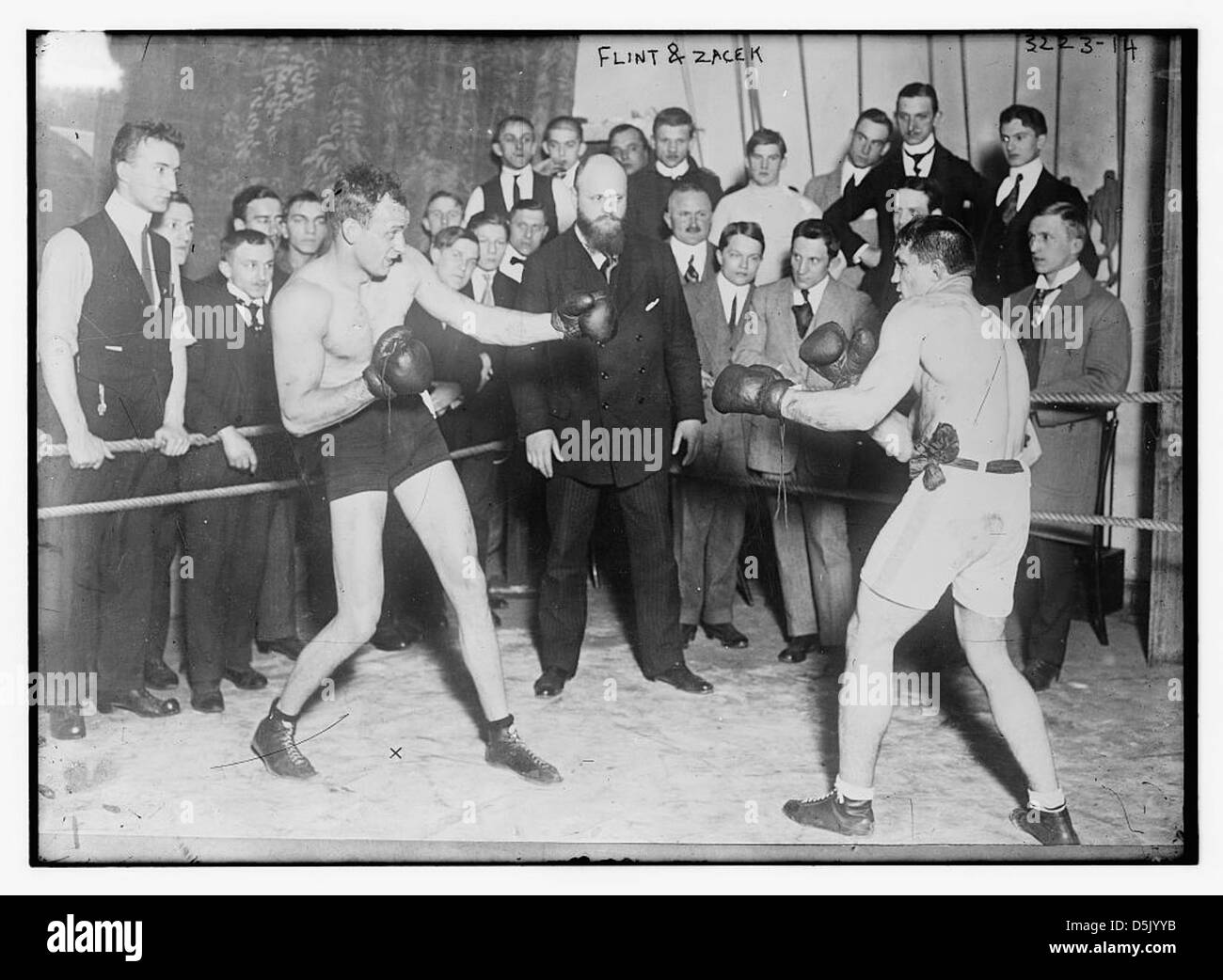 A historical photograph featuring boxers Flint and Zacek, taken on July ...