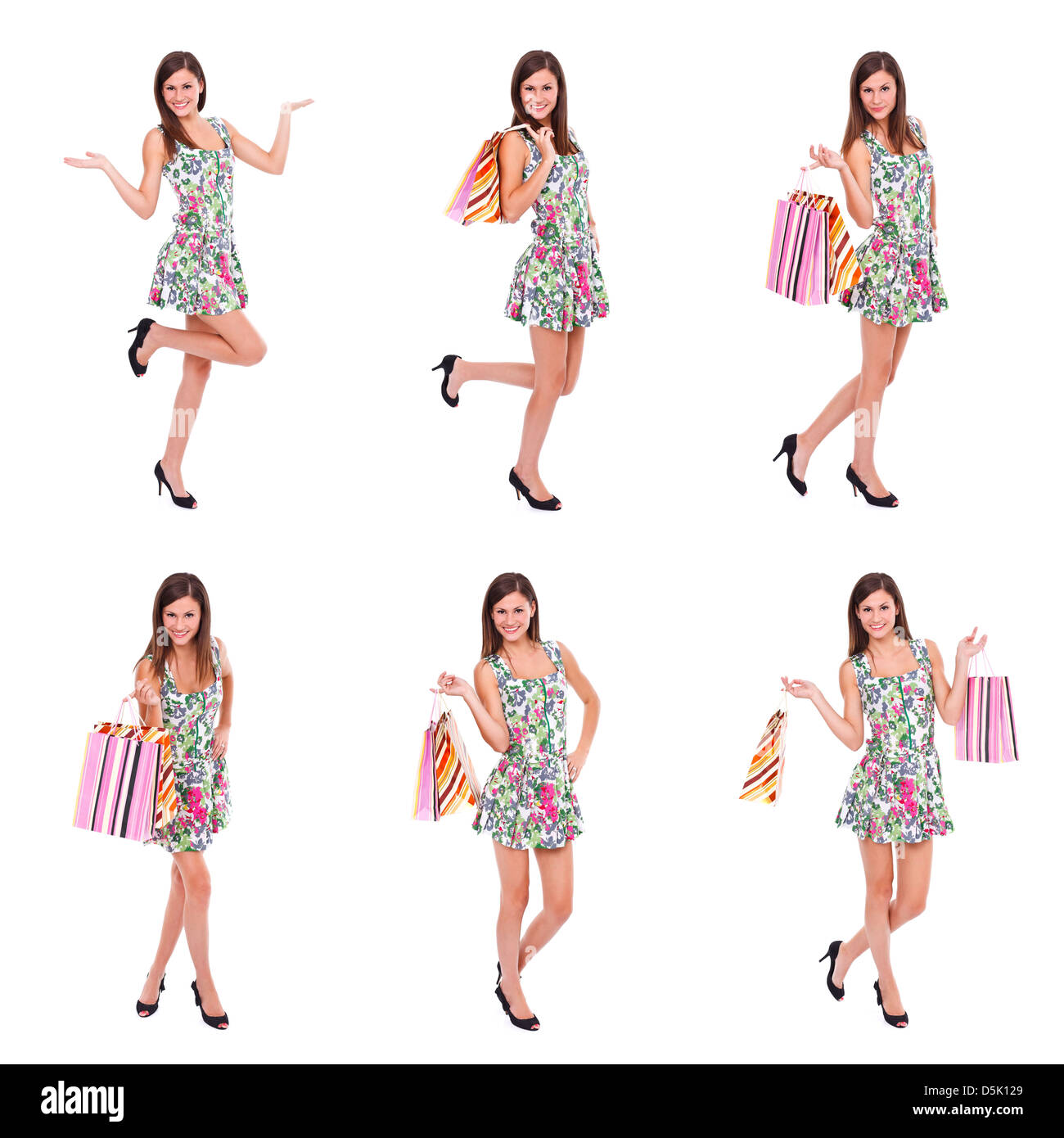 Moments of shopping over white background, collage Stock Photo - Alamy