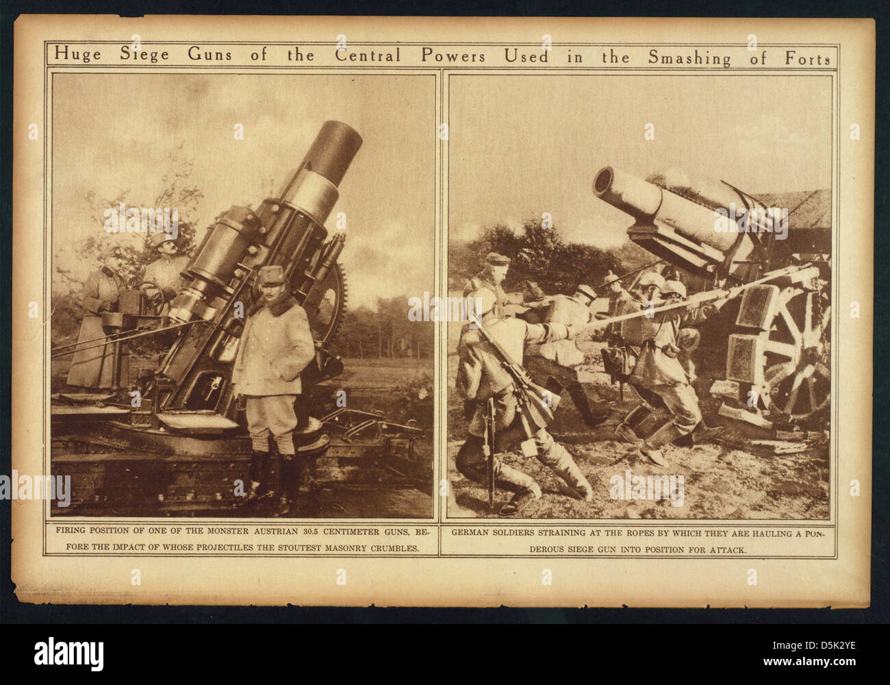 This image depicts the massive siege guns used by the Central Powers ...