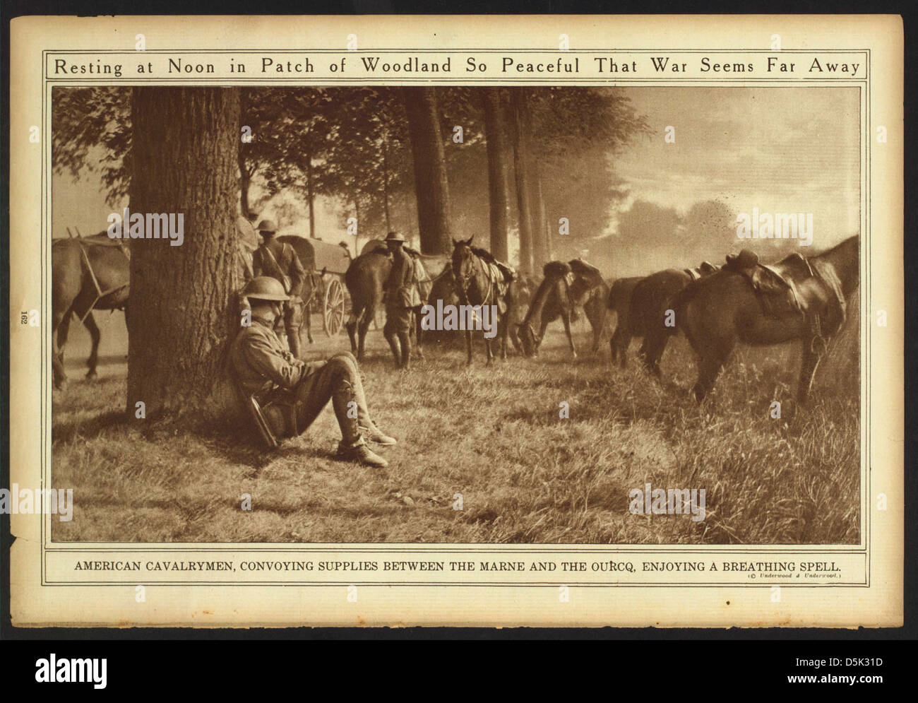 A photograph of US Army soldiers, known as 'Doughboys,' resting during ...