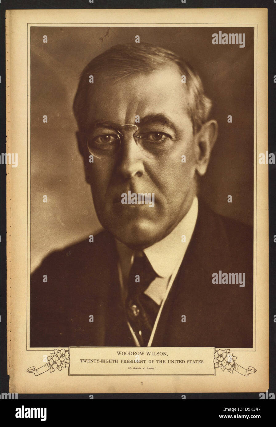 A rotogravure portrait of Woodrow Wilson, the 28th President of the ...