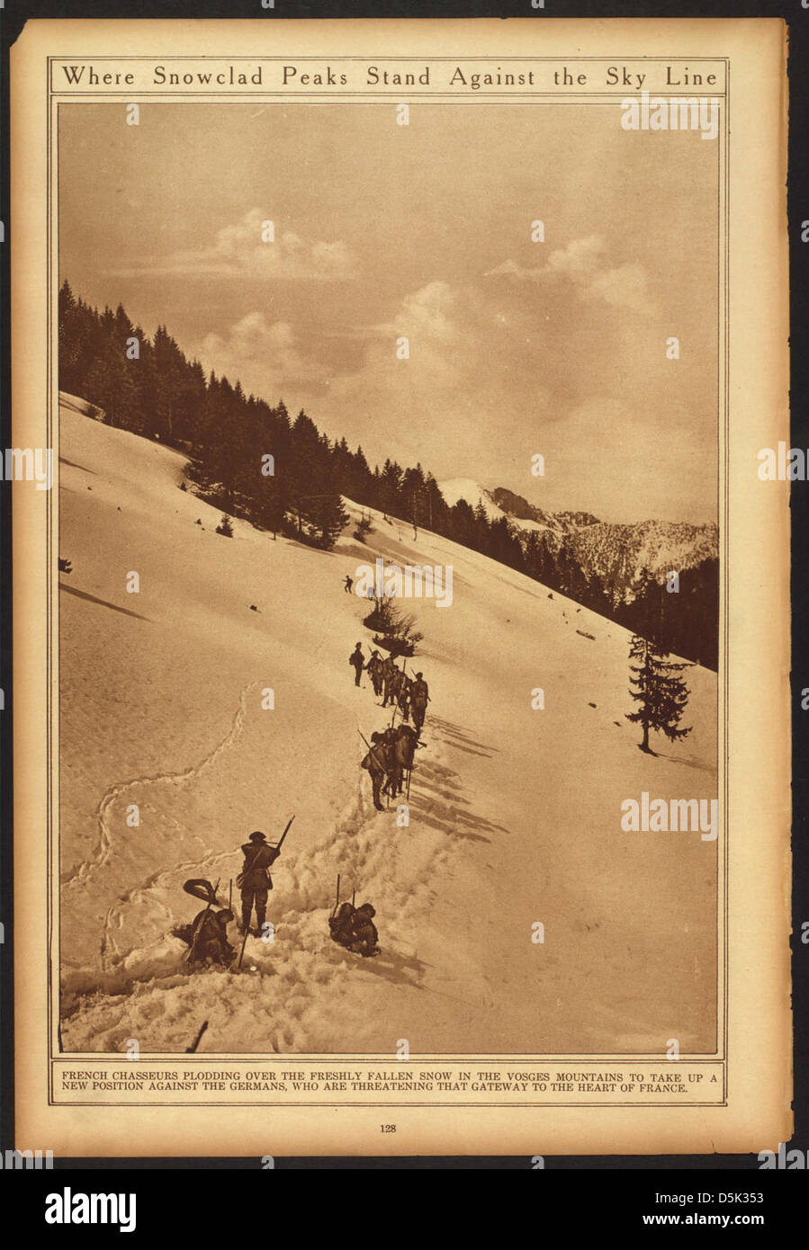 French soldiers from the First World War are depicted standing in front ...