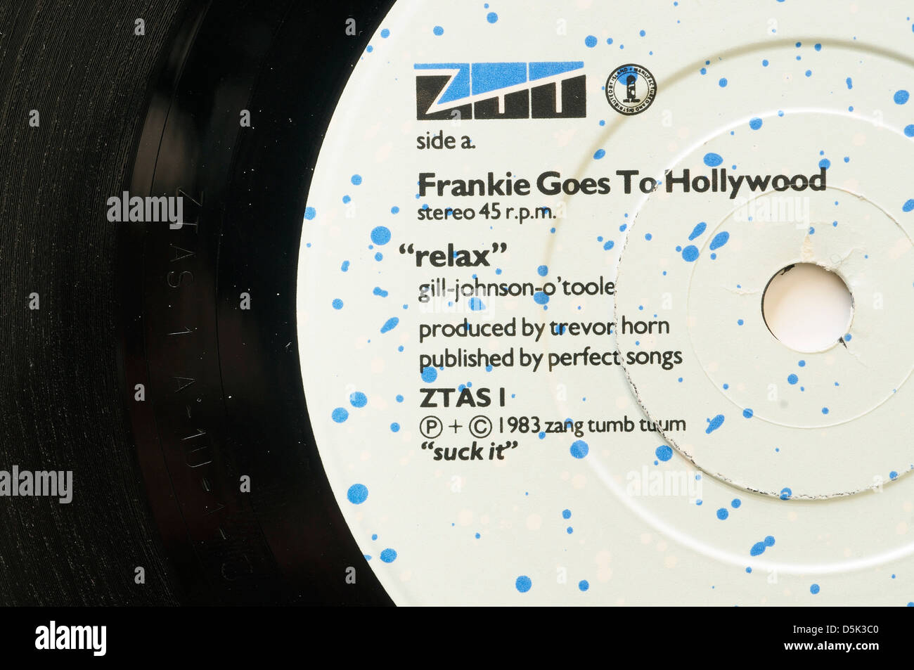 Frankie Goes to Hollywood Relax 7" single record label Stock Photo - Alamy