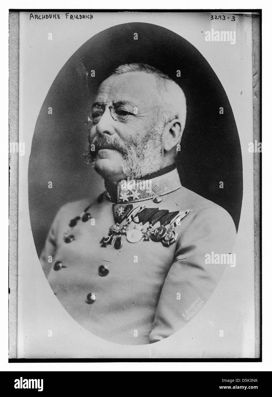 A historical portrait of Archduke Friedrich, an officer in the Austro ...