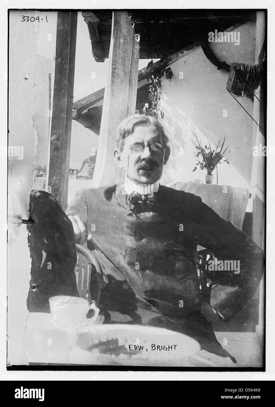 A portrait of Edward Bright, showing him with a distinctive mustache ...