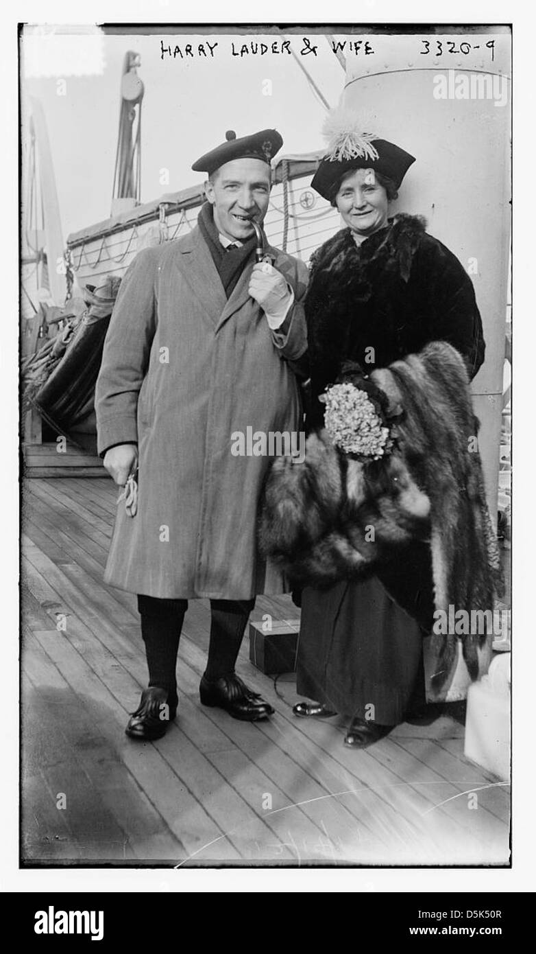 This photograph shows Scottish entertainer Harry Lauder and his wife ...