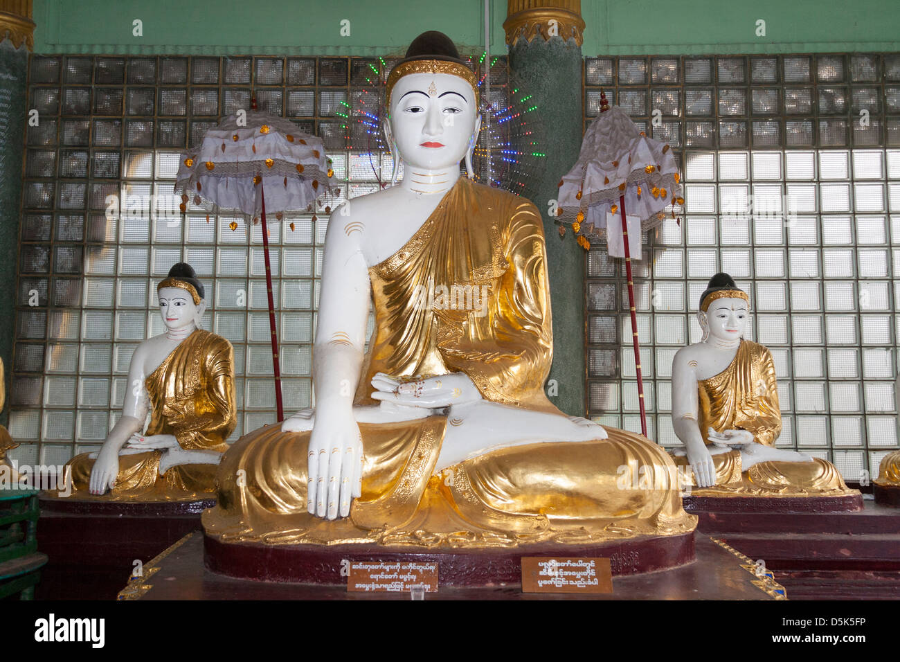 Buddha statues at Shwedagon Pagoda, Yangon (Rangoon), Myanmar, (Burma ...