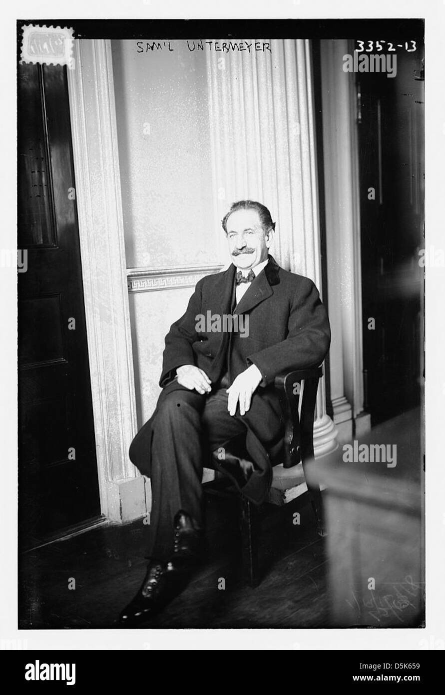 This photograph shows Samuel Untermeyer in 1915, seated during his ...