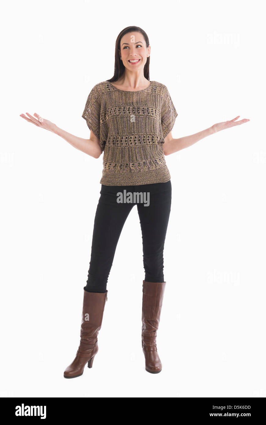 Portrait carefree woman standing Cut Out Stock Images & Pictures - Alamy