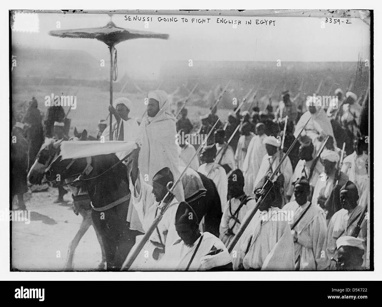 This historical photograph shows the Senussi, a group of Islamic tribal ...
