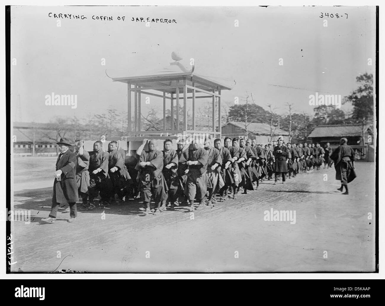 The photograph depicts the procession of the coffin of the Japanese ...