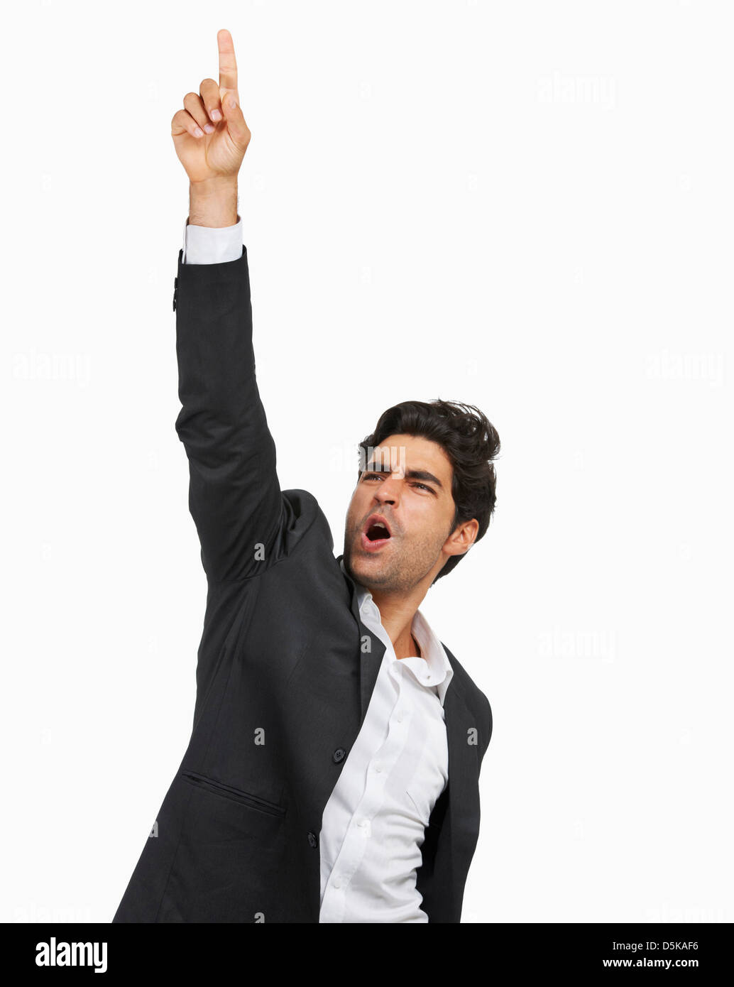 Studio portrait of stylish man cheering Stock Photo - Alamy