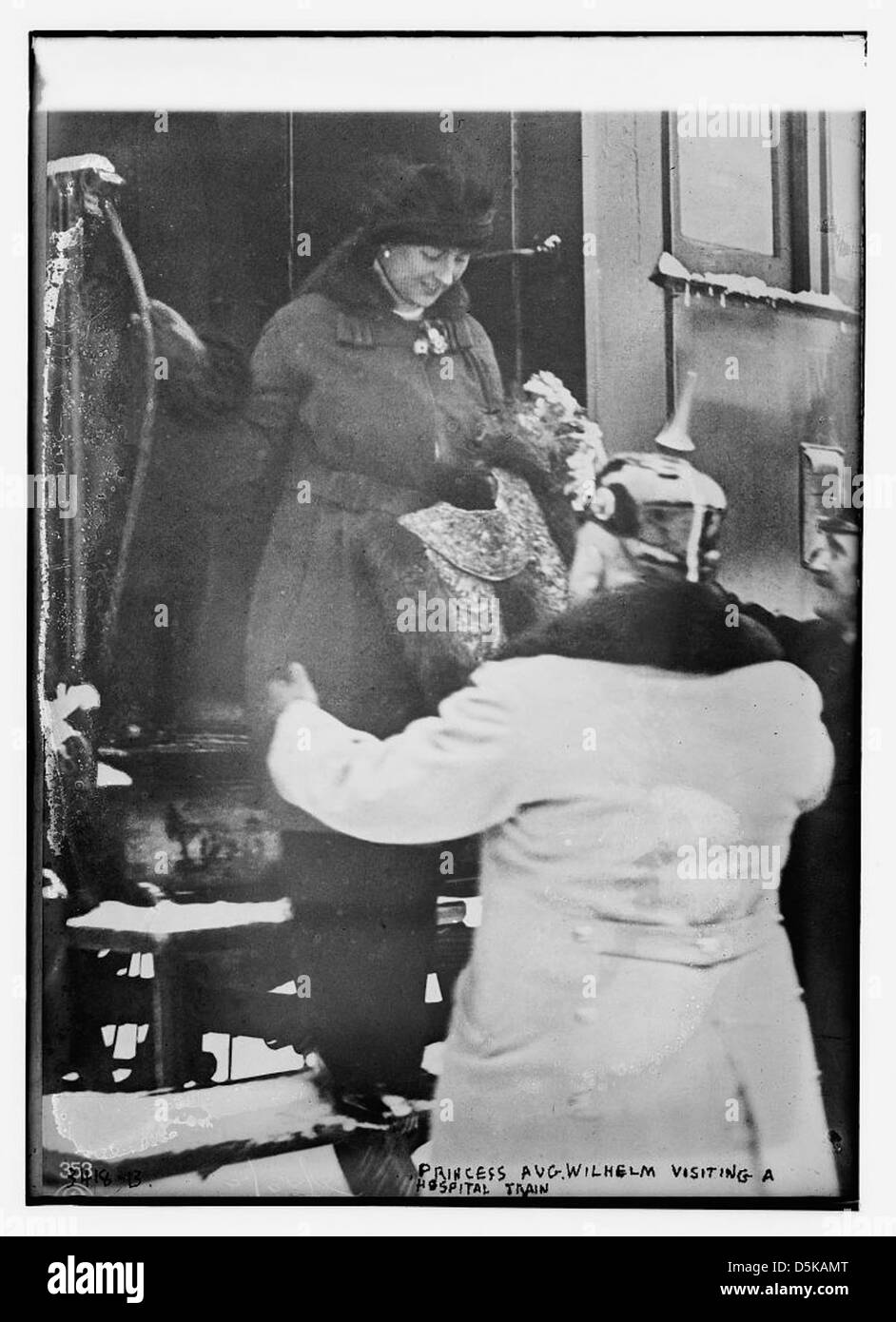 This image shows Princess August Wilhelm of Germany visiting a hospital ...