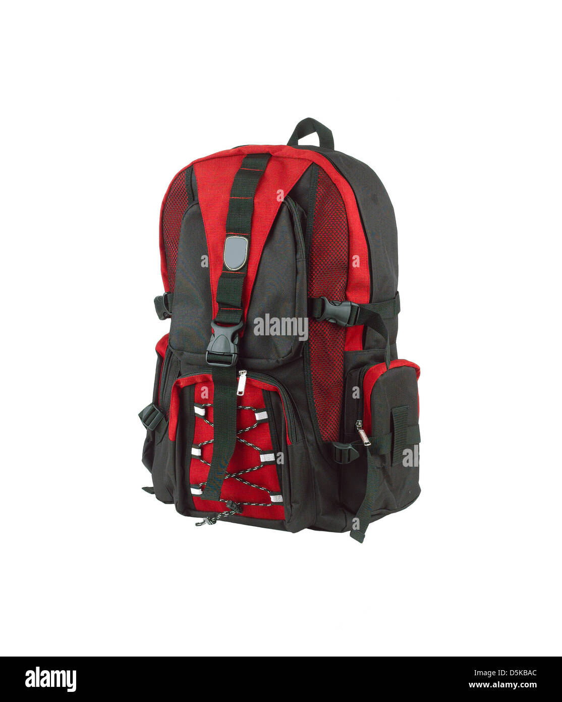 Red canvas backpack for adventure Stock Photo - Alamy