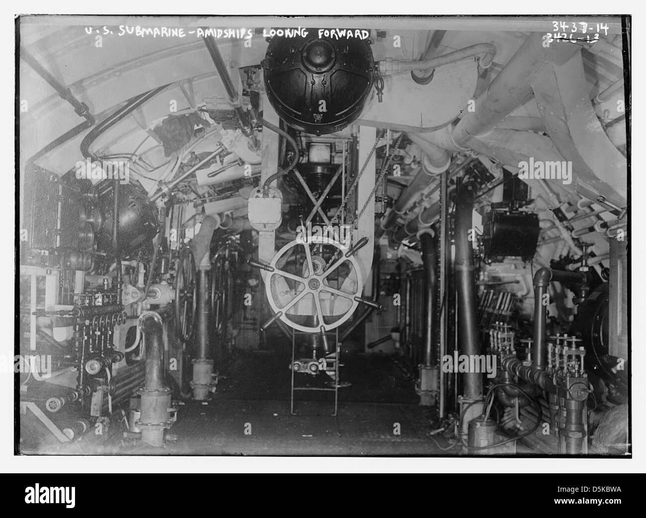 A photograph showing the interior of the U.S. submarine USS Turbot ...