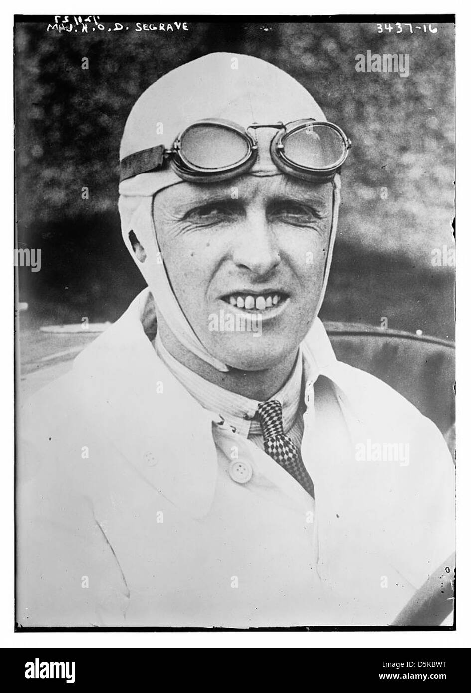 This portrait shows Major H.O.D. Segrave, a British pilot, who crashed ...