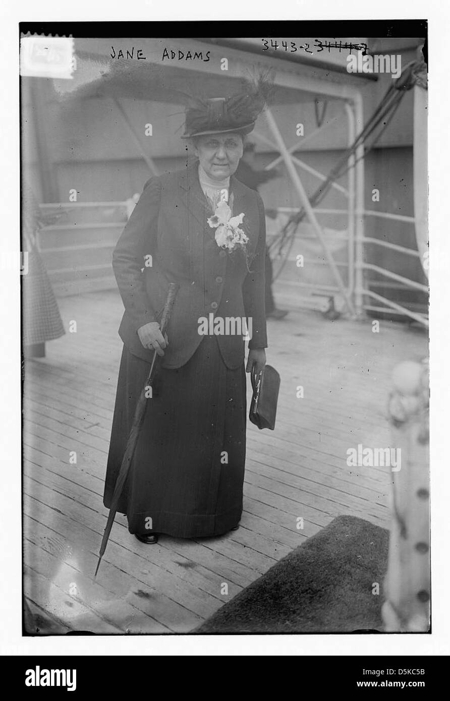 A photograph of Jane Addams in 1915 aboard the SS Noordam, representing ...