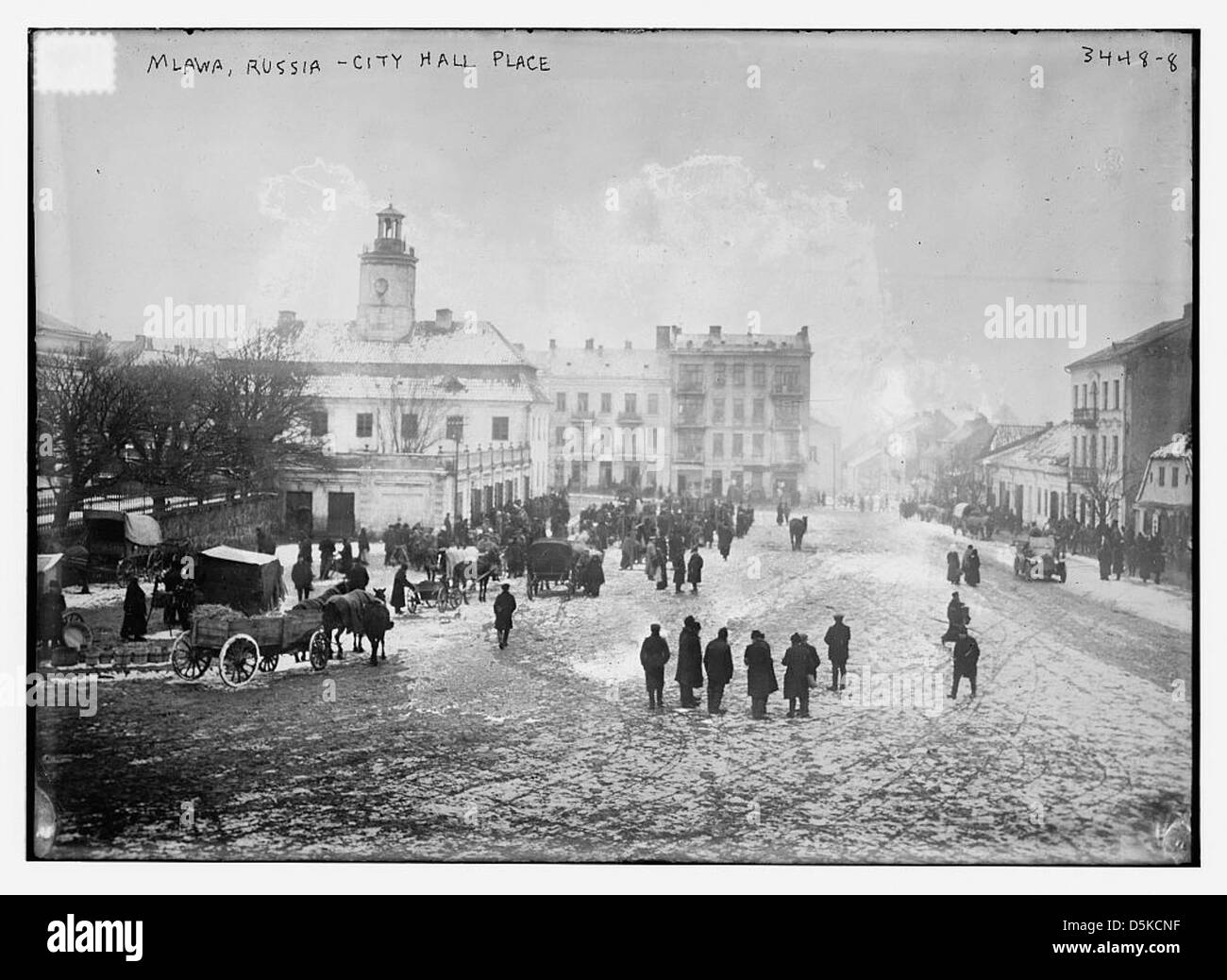 This image depicts City Hall Place in Mlawa, Russia, showing the ...