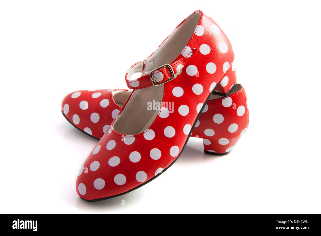 Spanish speckles red white shoes isolated over white Stock Photo - Alamy