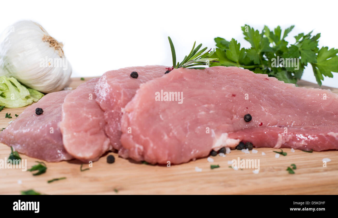 Fresh and bloody Raw Cutlet isolated on white background Stock Photo ...