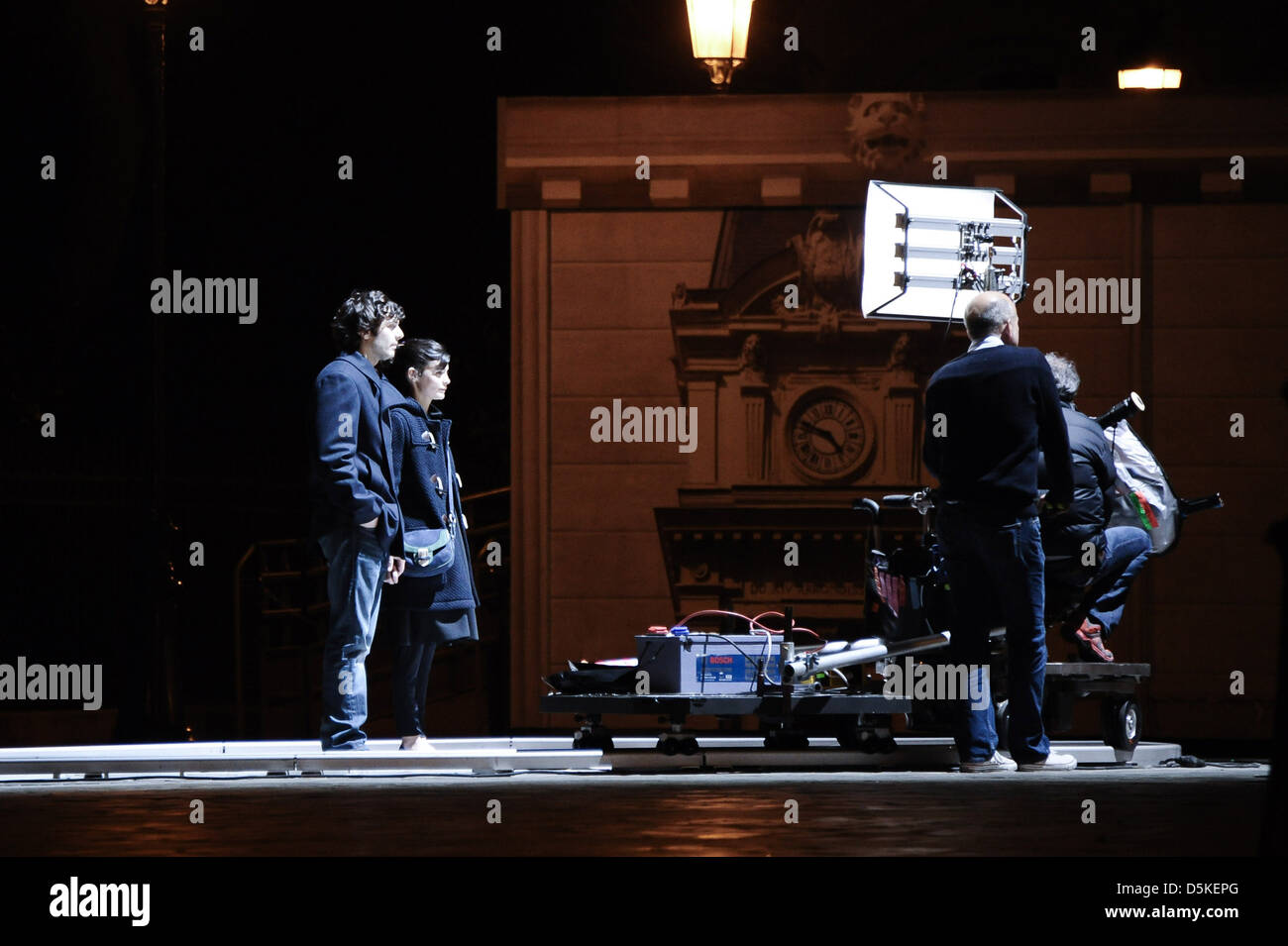 Audrey Tautou and Pio Marmai on set of 'La Delicatesse' in the 14th ...