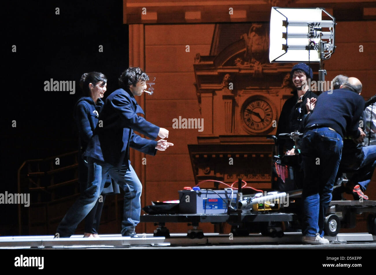 Audrey Tautou and Pio Marmai on set of 'La Delicatesse' in the 14th ...