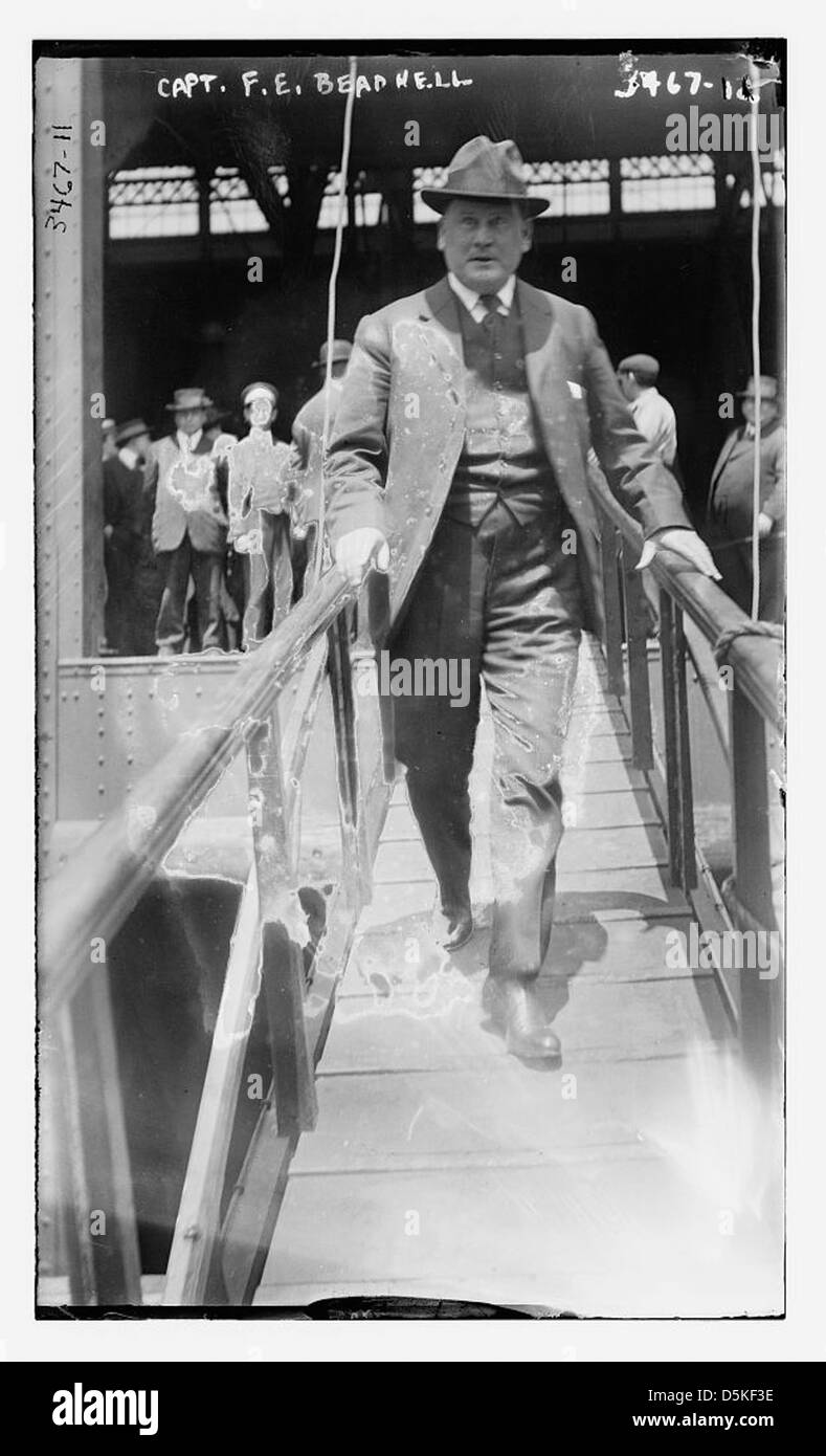 Captain Frank E. Beadnell, photographed aboard the SS Cymric, a White ...