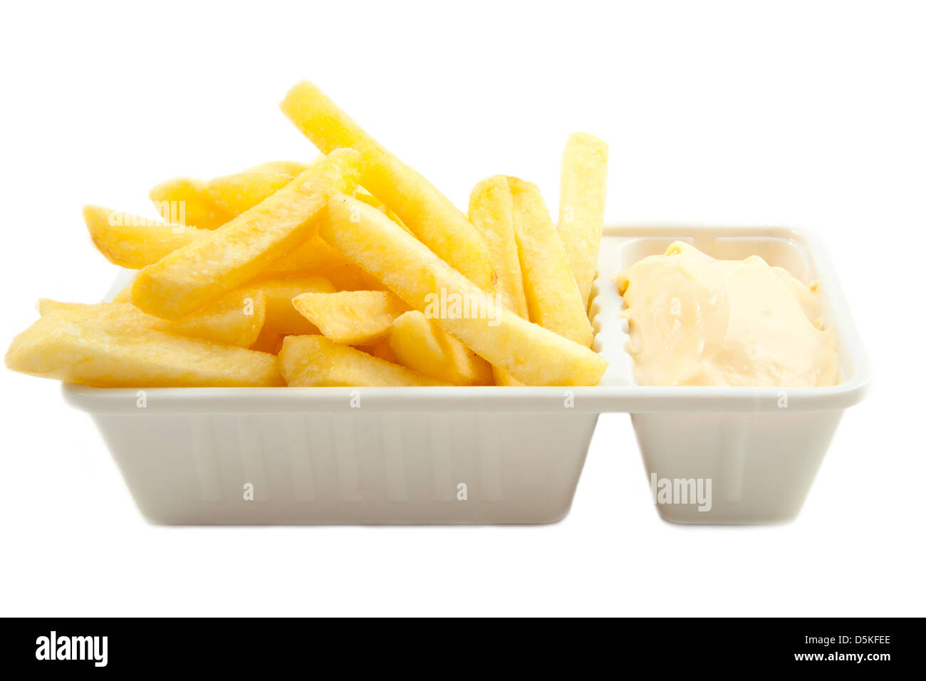 Box with dutch frites isolated over white Stock Photo - Alamy